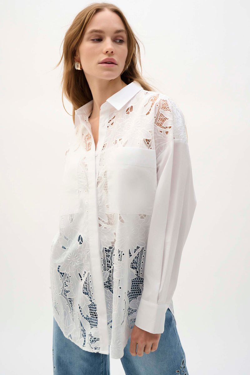 Blusa cuadrada de encaje Joseph Ribkoff 262952M