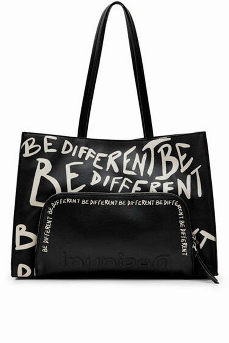 Shoper Grande con Estampado Letras Desigual 22WAXPAX